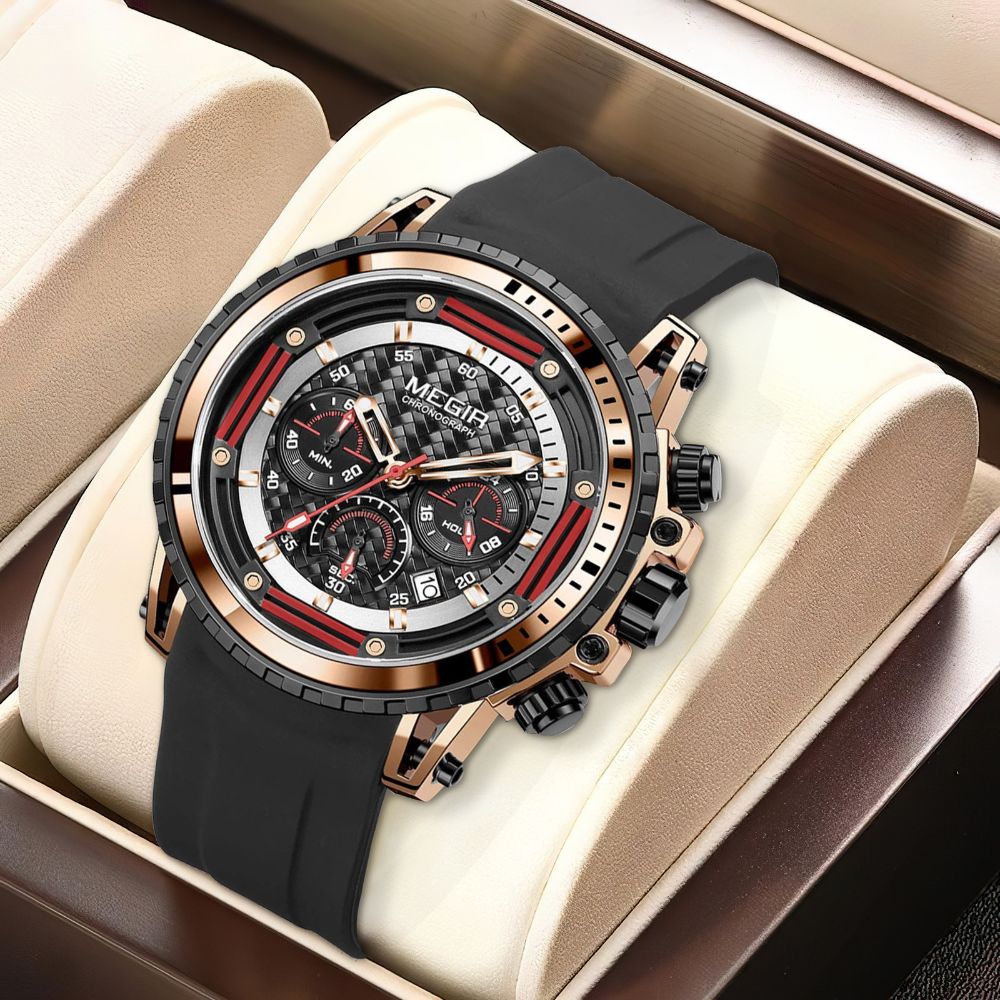 Men’s Watch Obsyss Carbon Sports Quartz Water Resistant Stainless Steel ...