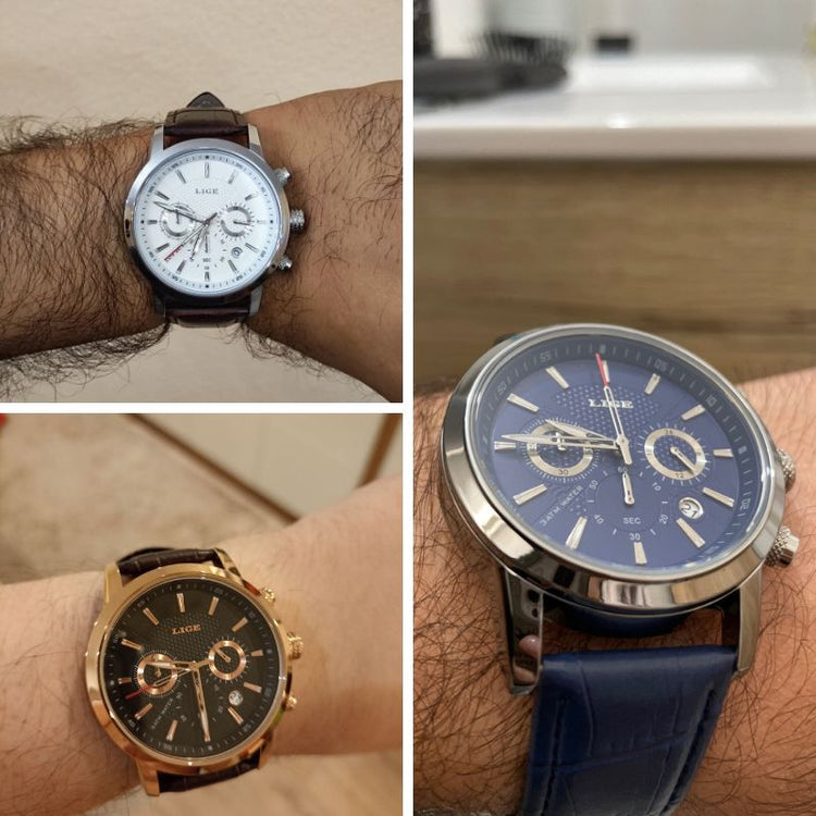 Man's Watch Obsyss LIGE Classic Sports Quartz Water Resistant Leather ...