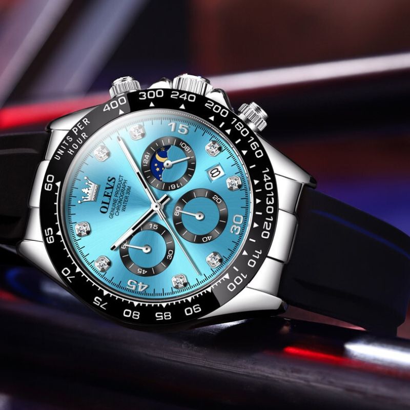 Obsyss OLEVS Master Men’s Watch Quartz Water Resistant Silicone Band ...