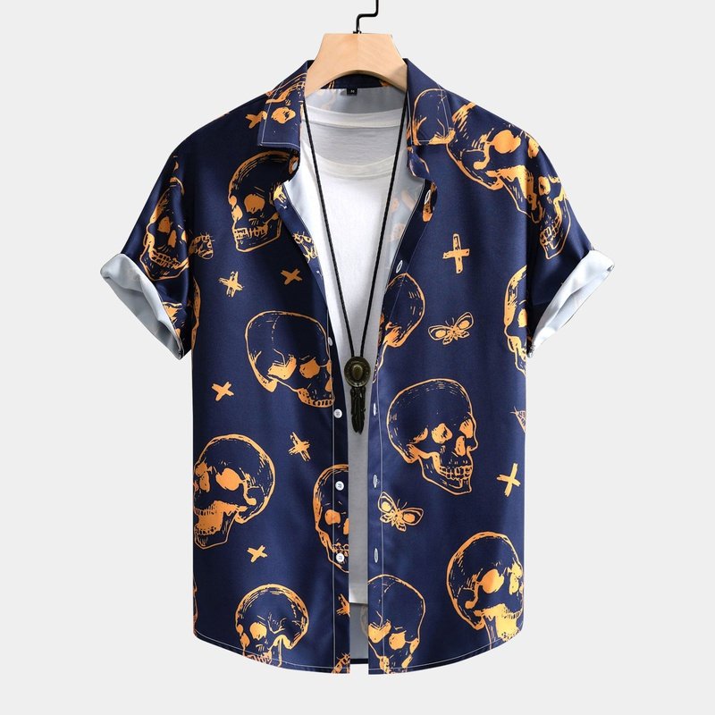 Skull Print Button Up Shirt – OBSYSS