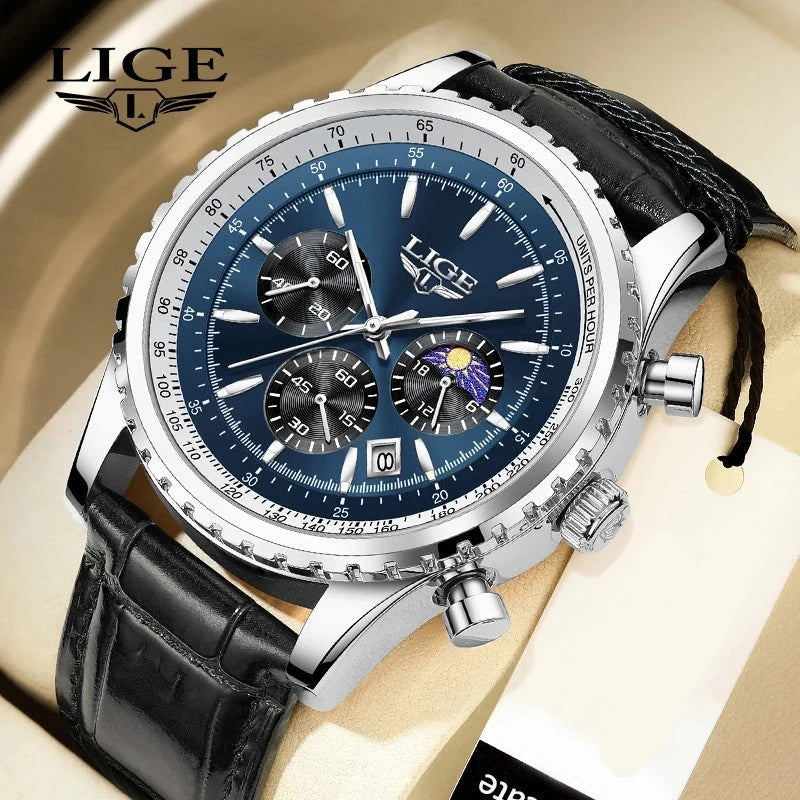 Obsyss LIGE - Diamond Men's Quartz Water Resistant Leather Band ...